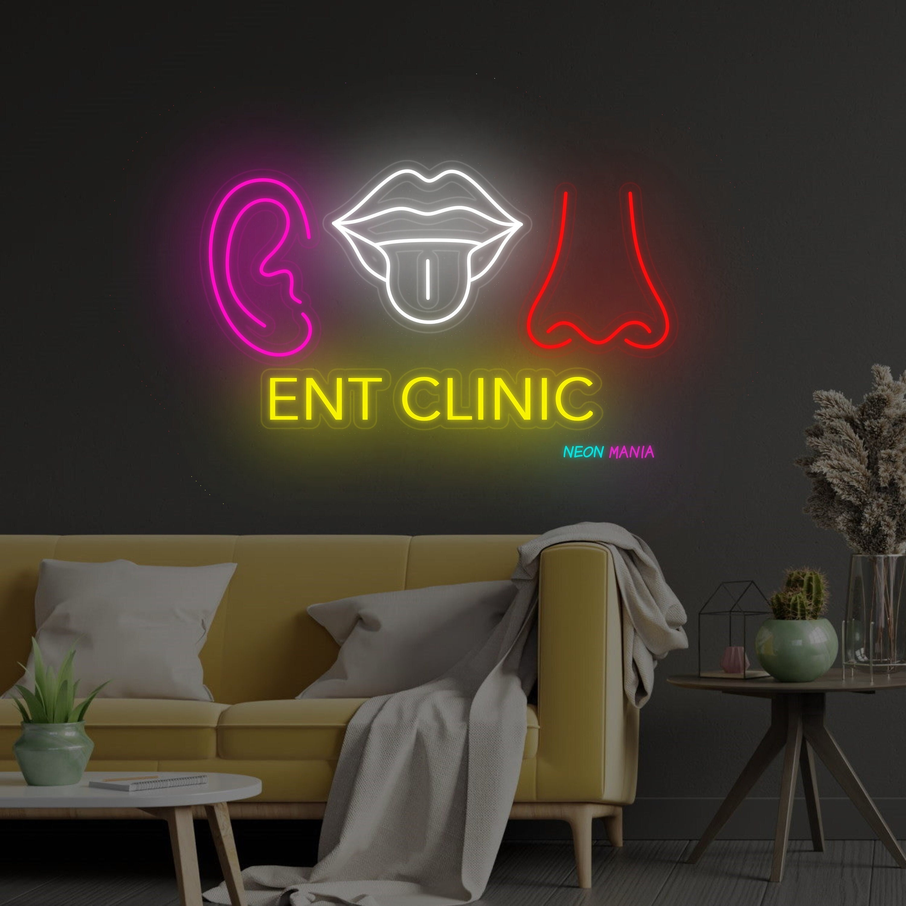 ENT Clinic Neon Sign: Light up Your Clinic. Ear, Nose & Throat Care Led ...