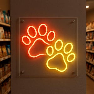 Paw Neon Sign. Dogs Paw Led Light. Custom Cats Paw Led. Pet Shop Wall ...