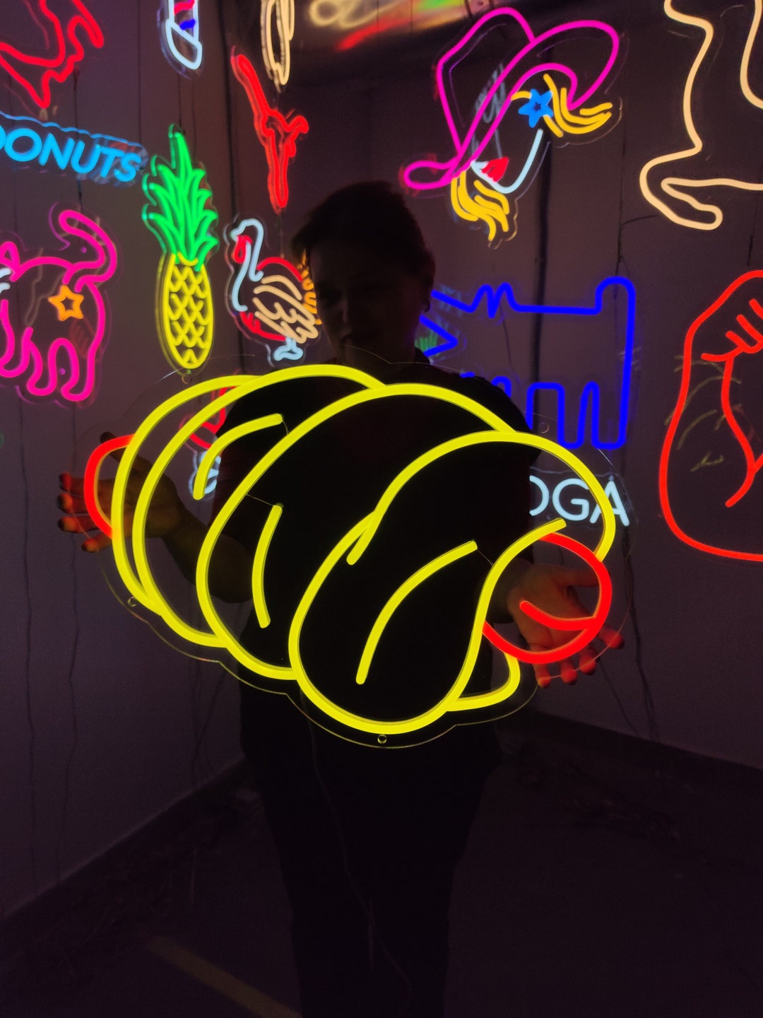 Sausage Rolls Neon Sign, Sausage Bread Rolls Led Sign, Sausage in Dough ...