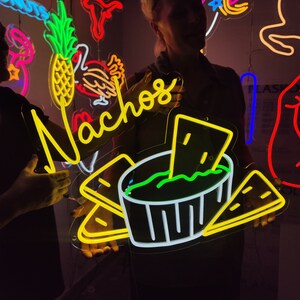 Nachos Neon Sign, Cheese Sauce Neon Light, Mexican Nachos Light Sign ...
