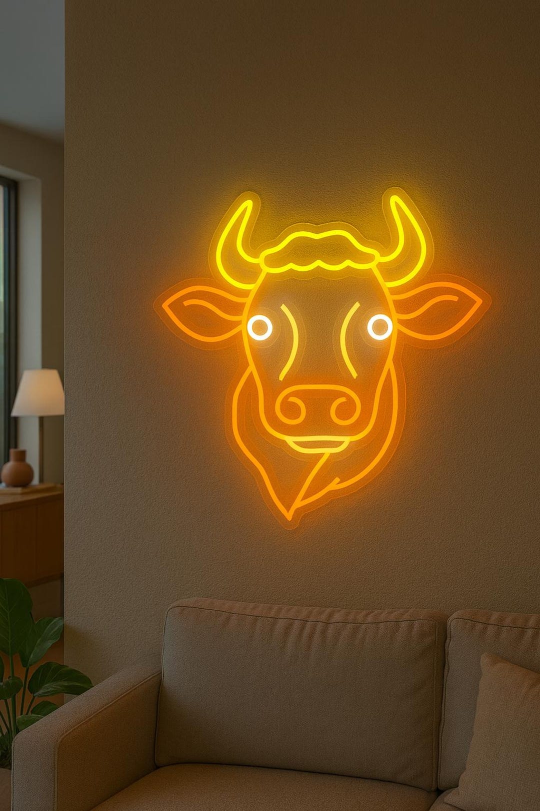 Cow Neon Sign: Light up Your Wall. Cow Head Led Light Wall Decor ...