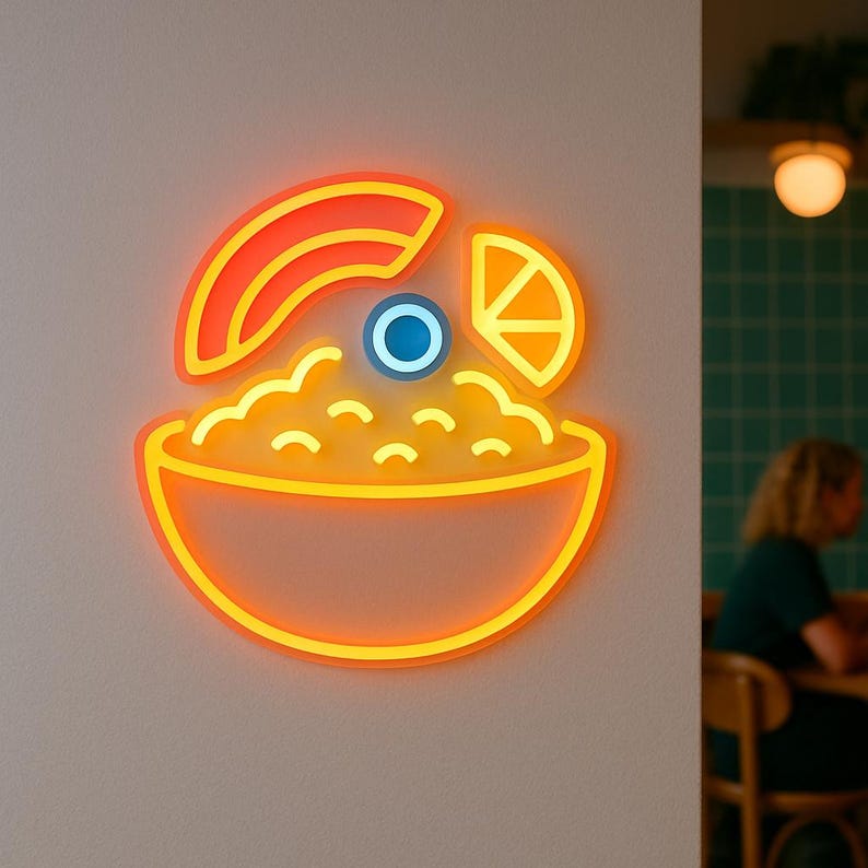 Oatmeal With Fruit Neon Sign. Healthy Breakfast Light. Breakfast Cafe ...