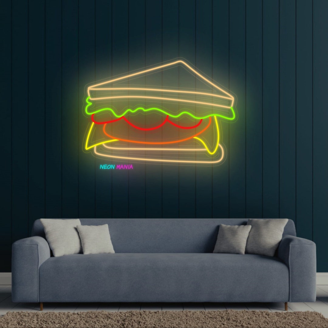 Sandwich Neon Sign, Burger Led Light Sign, Fast Food Neon Light, Custom ...