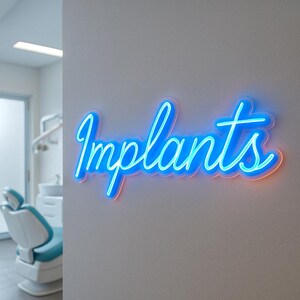 Tooth Implant Neon Sign. LED Hospital Decor. Dental Clinic Neon Decor ...