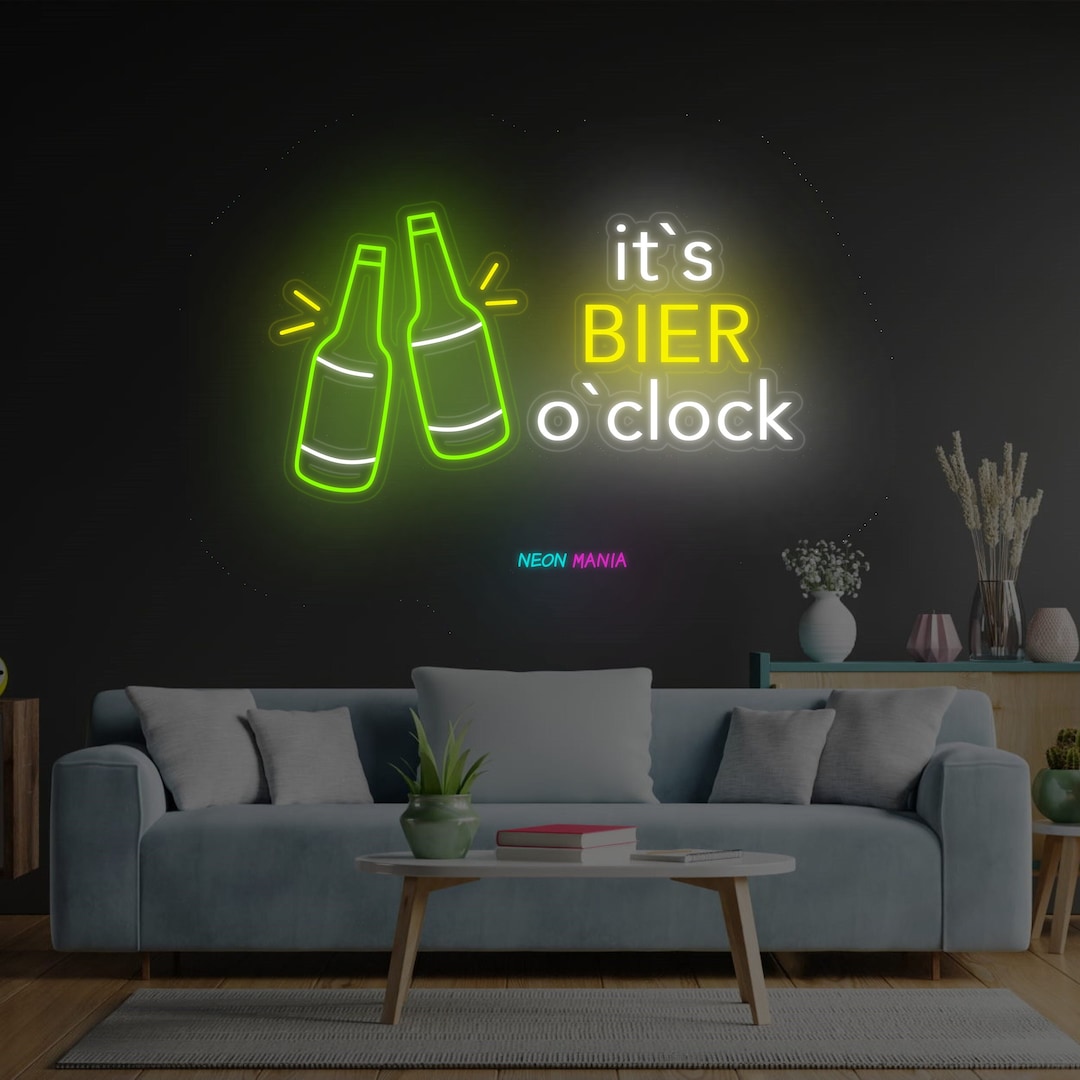 Its Bier Oclock Neon Sign: Light up Your Bar With Beer Bottles Led Sign ...