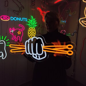 Percussion Mallets in a Hand Neon Sign, Drum Mallets Led Light, Beaters ...