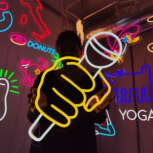 Microphone Neon Sign, Karaoke Led Light, Stand up Show Led Light ...
