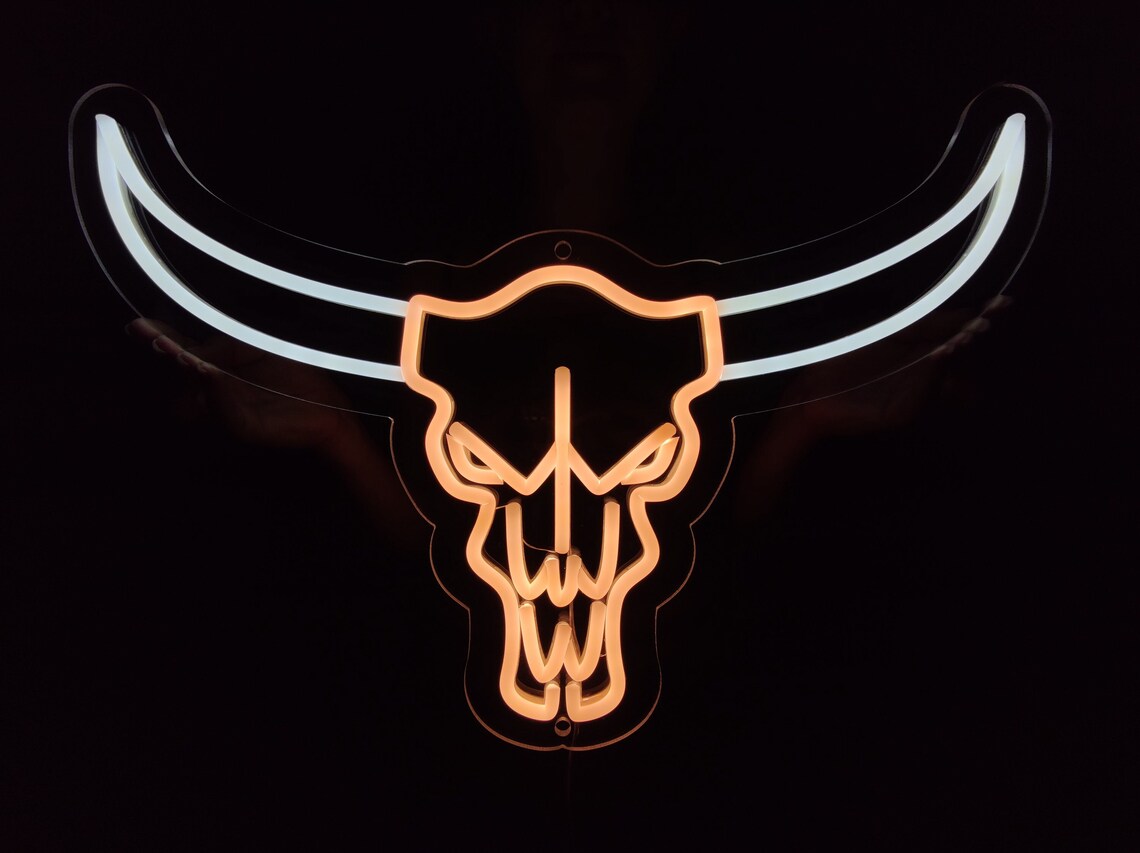Bull Skull Neon Sign Cow Skull Led Neon Animal With Horns - Etsy