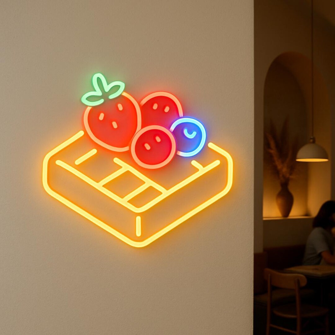 Waffles Neon Sign. Restaurant Light. Dessert Led Sign. Gift Idea Pastry ...