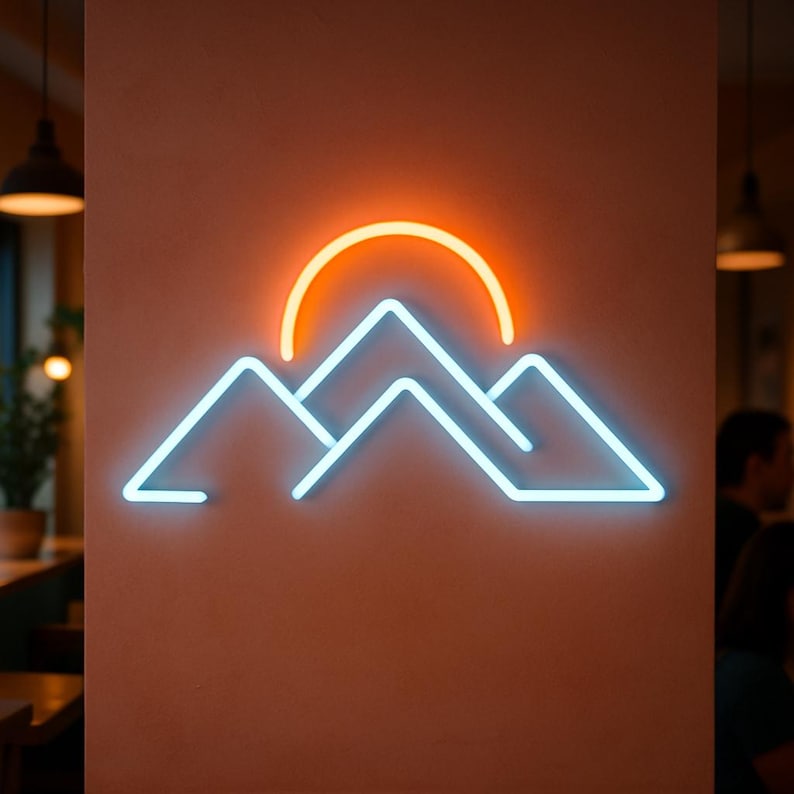 Mountains Sunset LED Neon Sign: Wall Art Home Decor - Etsy