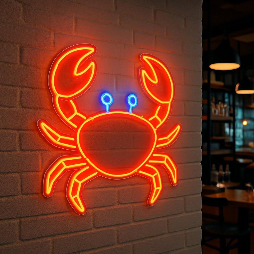 Crab Neon Sign. Seafood Restaurant LED Decor. Shrimp Lovers Gift Idea ...