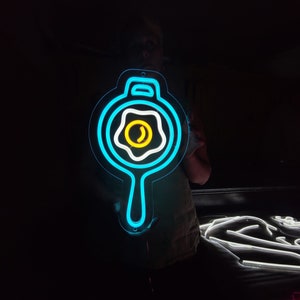 Frying Pan With Egg Neon Sign, Breakfast Led Sign, Fried Egg Led Light ...
