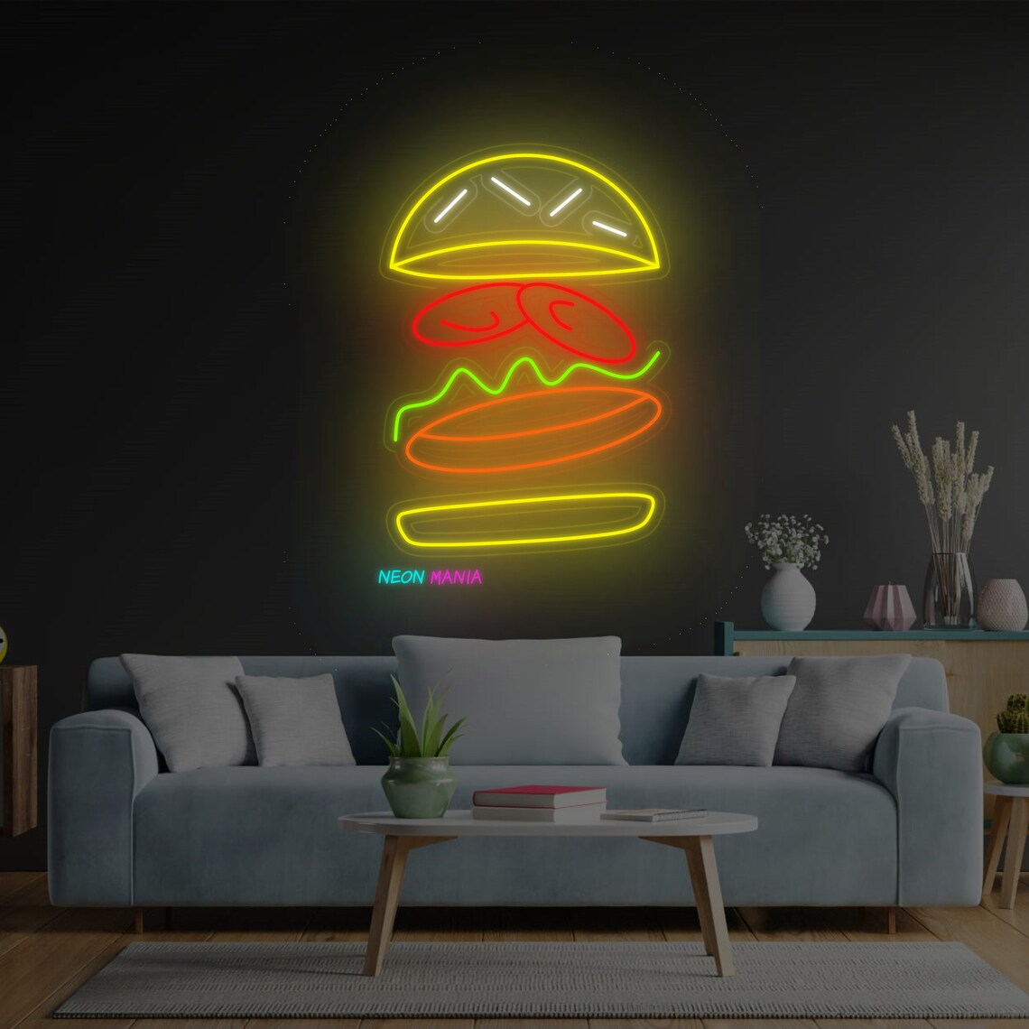 Sandwich Neon Sign Burger Led Sign Fast Food Neon Light - Etsy