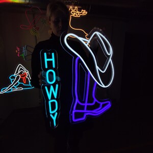 Cowboy Boot Neon Sign, Cowboy Hat Light Sign, Cowboy Shoe Led Neon ...