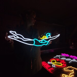 Swimming Woman Neon Sign, Swimmer Led Neon, Swimming Pool Led Light ...