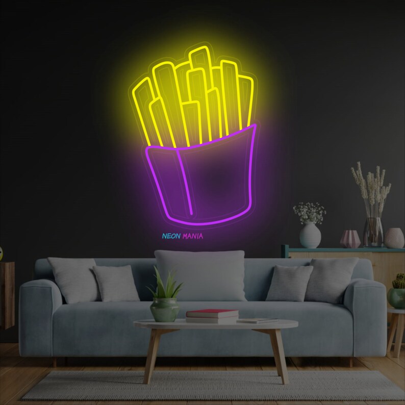 French Fries Neon Sign Fried Potato Chips Neon Light French - Etsy