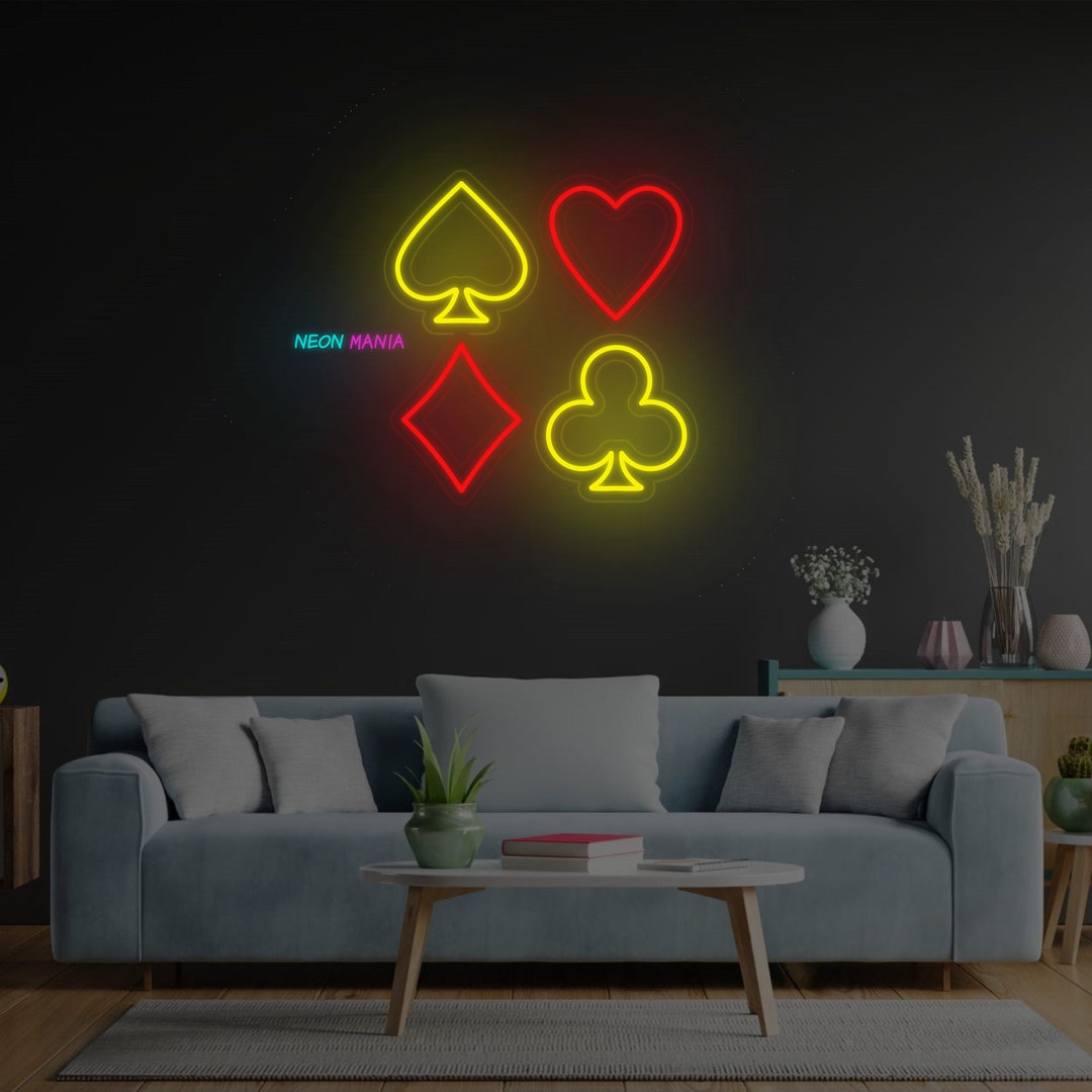Playing Cards Neon Sign, Gamer Led Light, Poker Cards Led Neon, Poker ...