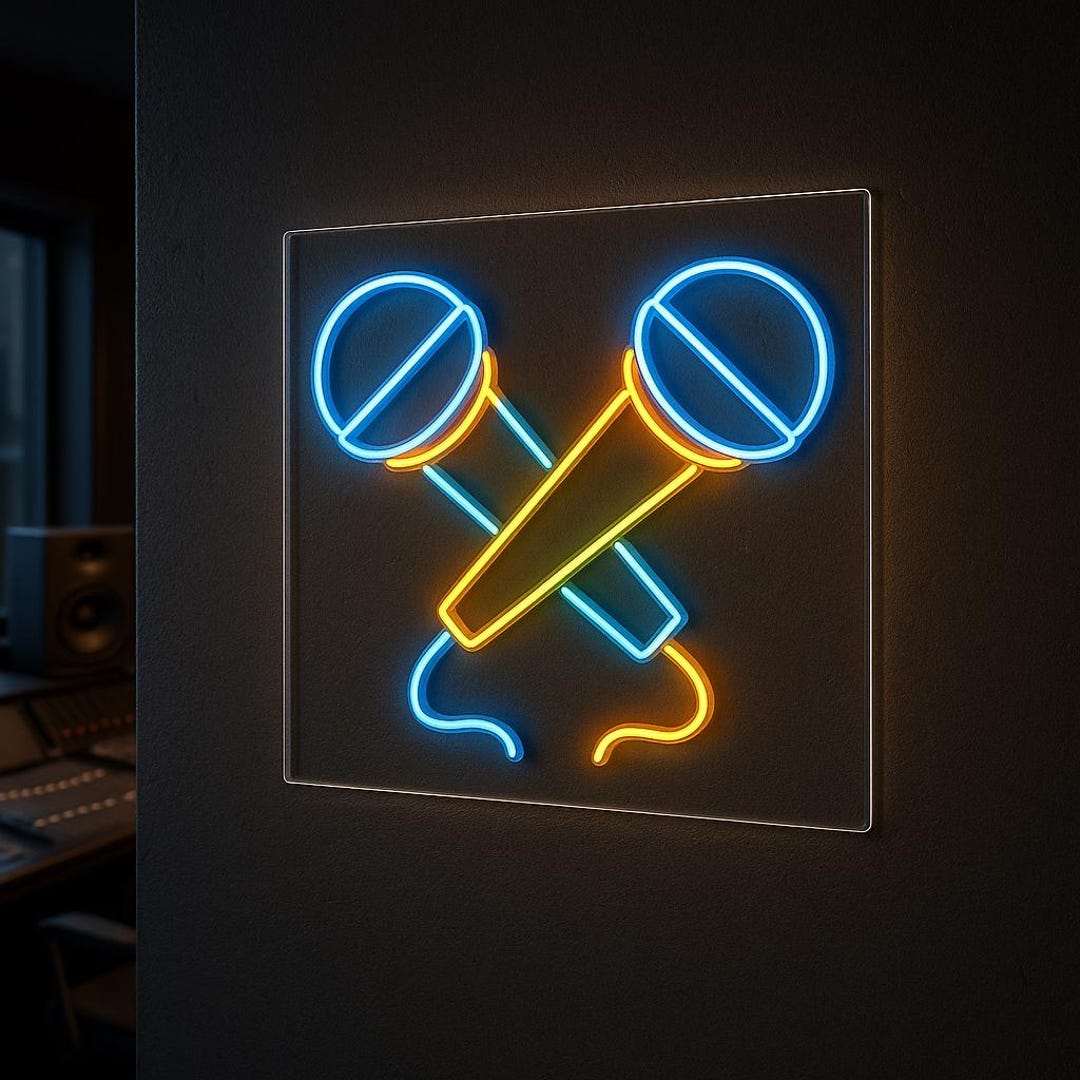 Microphone Neon Sign. LED Karaoke Decor. Neon Decor for Music Studios ...