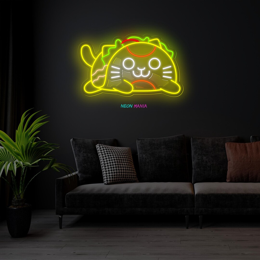 Taco Cat LED Neon Sign - Custom Neon Decor for Taco Lovers - Etsy