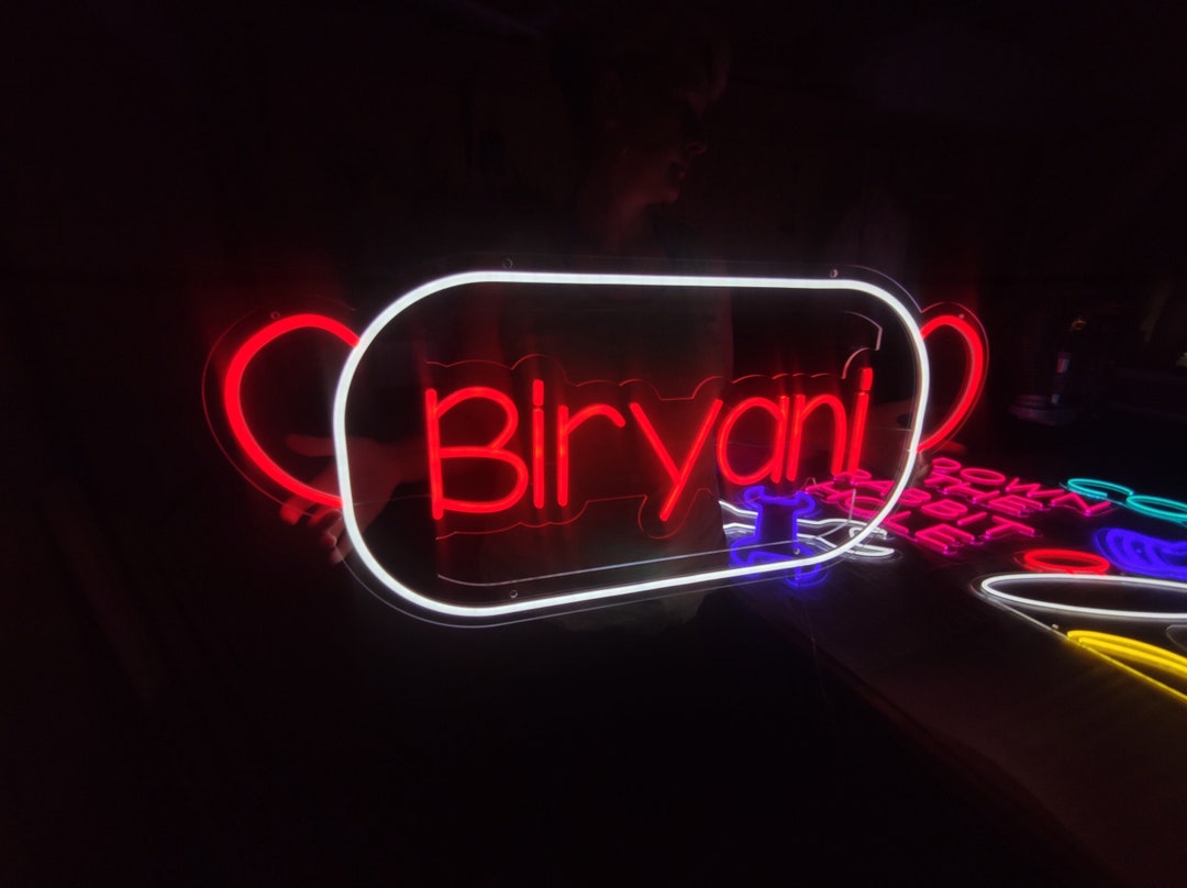 Biryani Neon Sign, Pot Led Light, Chicken Biryani Led Sign, Rice Neon ...