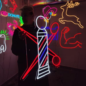 Barbers Pole Neon Sign, Barber's Pole Led Sign, Hairdressing Salon Led ...
