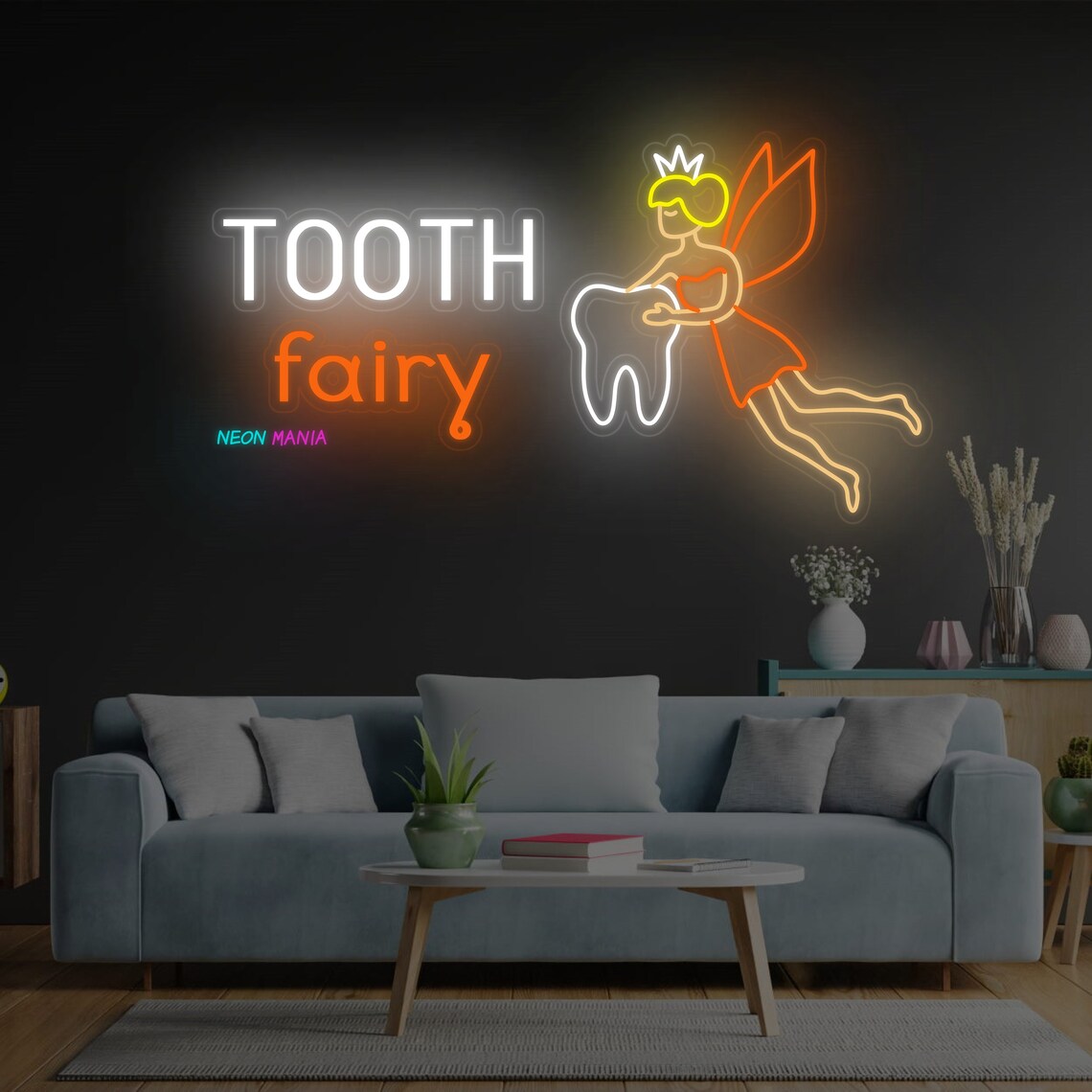 Tooth Fairy Neon Sign, White Molar Led Neon, Medicine Led Light ...
