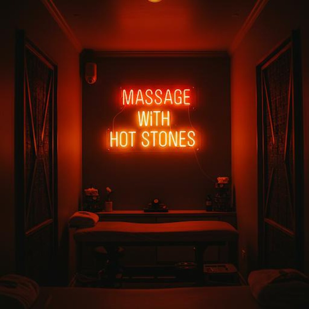 Massage With Hot Stones Led Neon Sign. LED Decor for Spa Salon. Gift ...