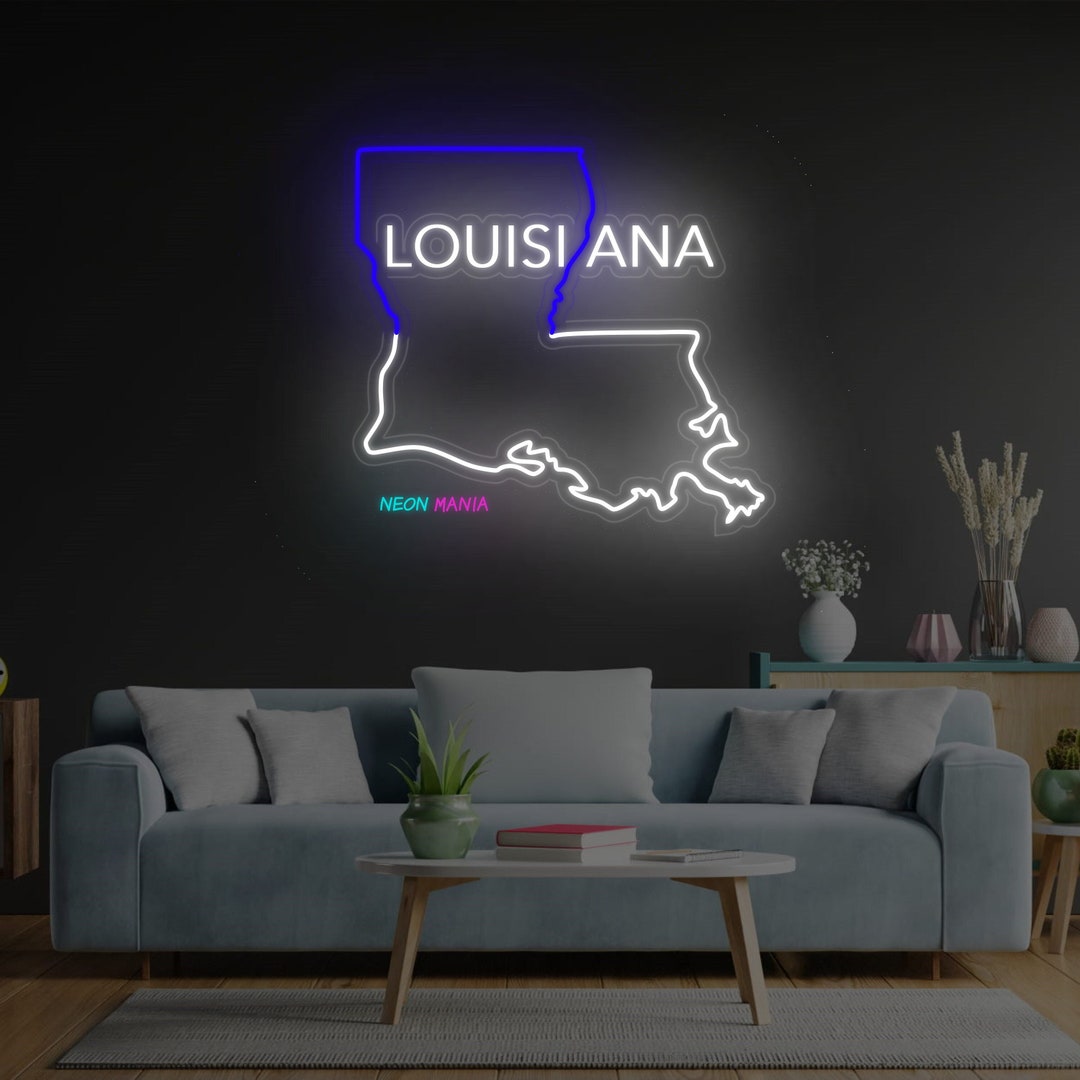Louisiana Map Neon Sign, State of the United States of America Led Neon ...