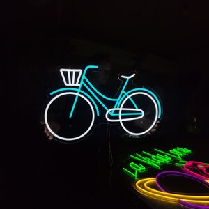 Bike Neon Sign, Bicycle Led Neon, Bicycle With a Basket in Front Led ...