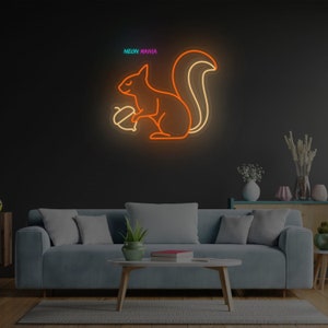 Squirrel Neon Sign: Light up Your Room. Squirrel With Nut Led Neon - Etsy