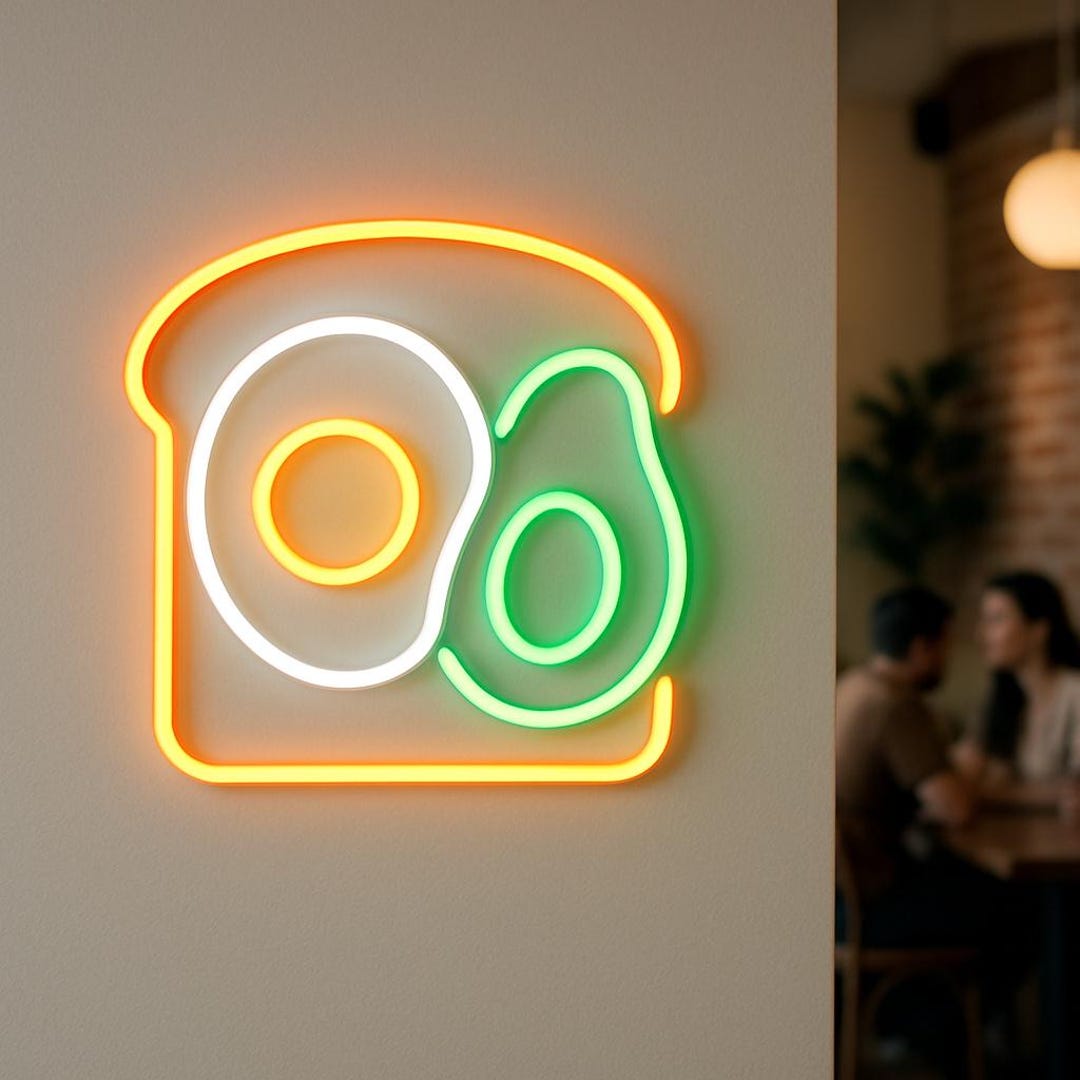 Toast With Egg Neon Sign. Breakfast Cafe Light. Bistro Led Sign ...