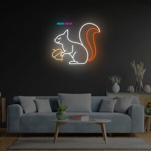 Squirrel Neon Sign: Light up Your Room. Squirrel With Nut Led Neon - Etsy