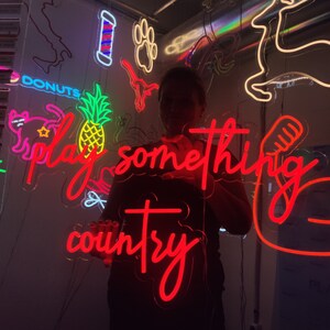 Play Something Country Neon Sign, Music Neon Light, Play Led Light ...