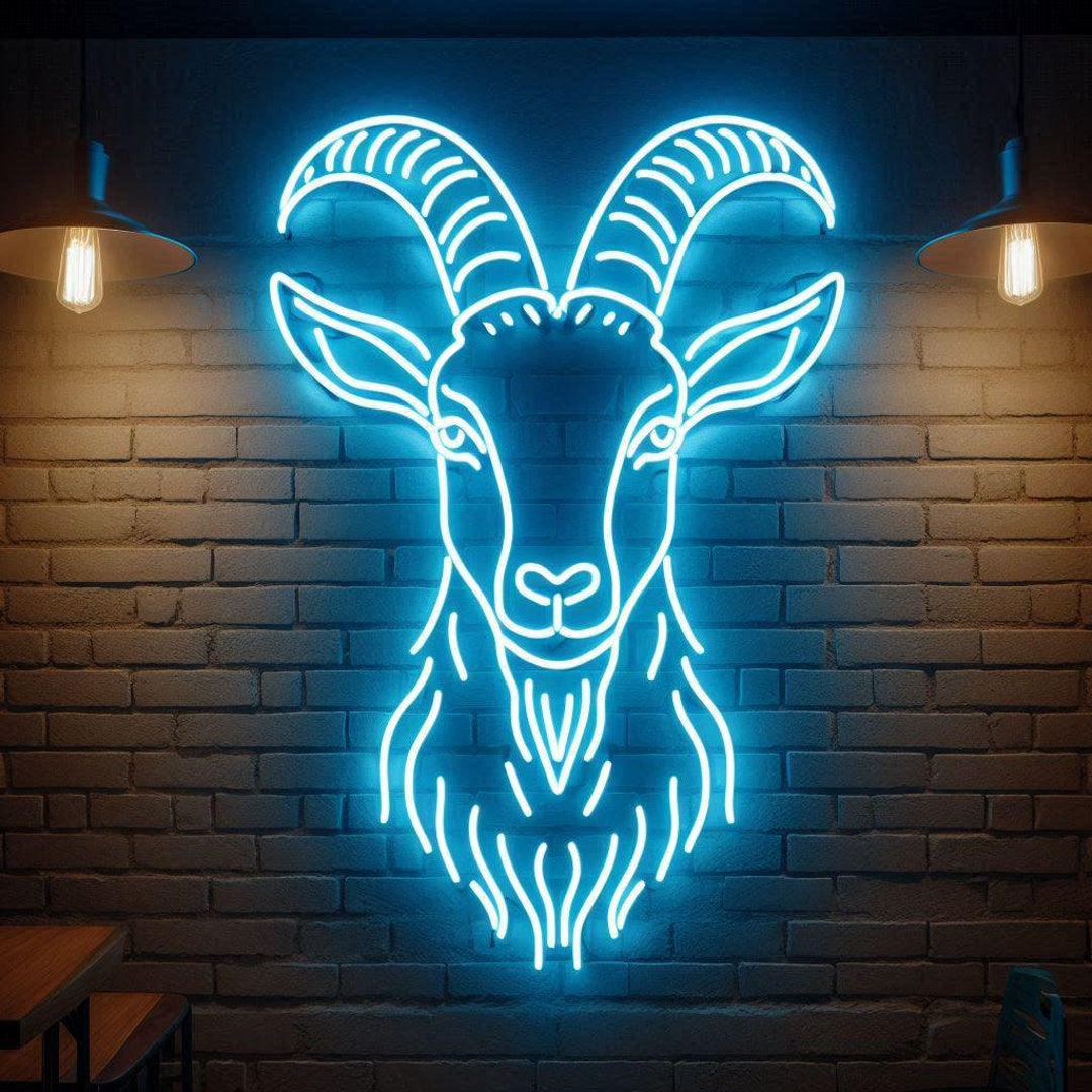 Goat Led Neon Sign - Bright LED Wall Decor Animal for Home or Business ...