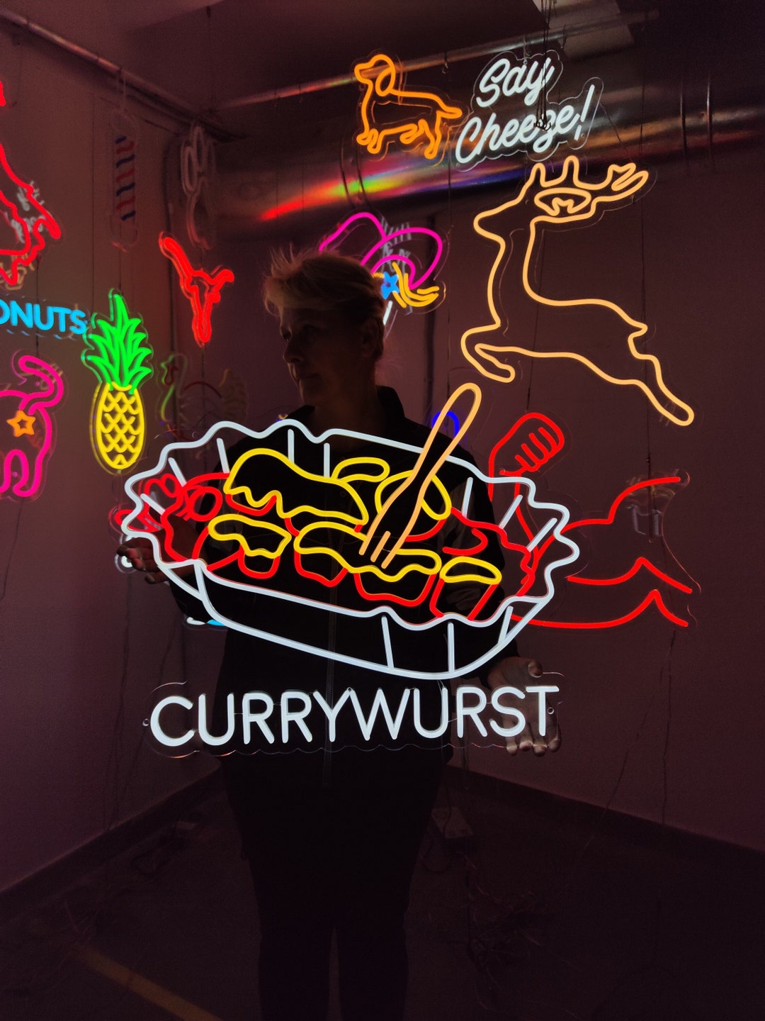Currywurst Neon Sign, Sausages in Tomato Sauce Led Light, German ...
