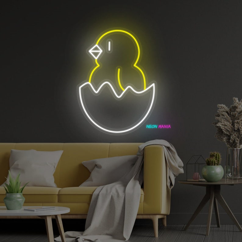 Chick Neon Sign Chicken Led Light Chick in Egg Shell Led - Etsy