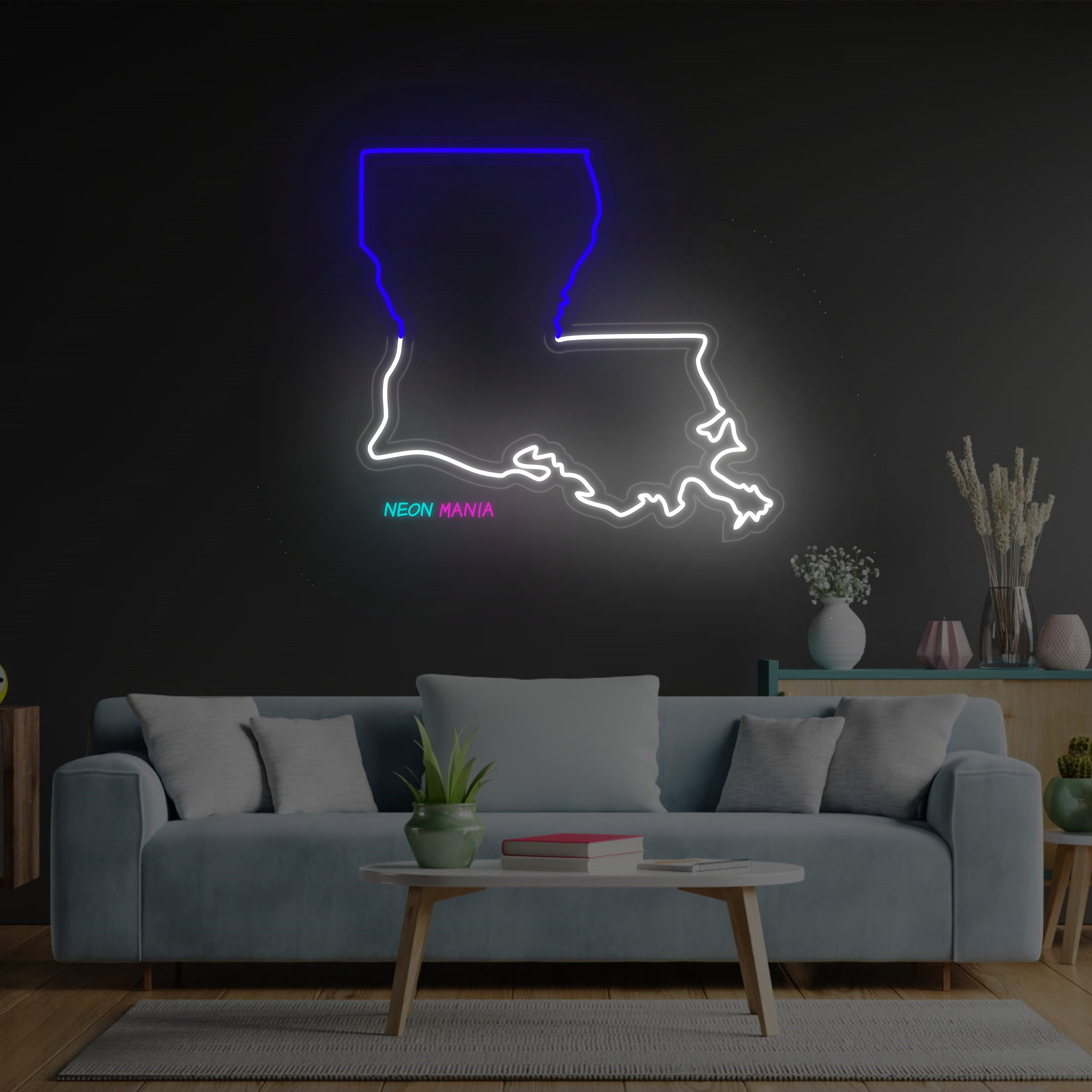 Louisiana Map Neon Sign, State of the United States of America Led Neon ...