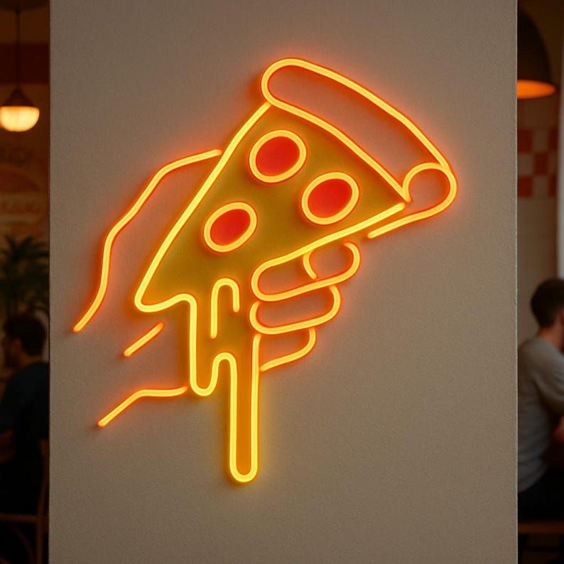 Pizza Neon Sign. Pizzeria Light. Restaurant Led Sign. Gift Idea Chef ...