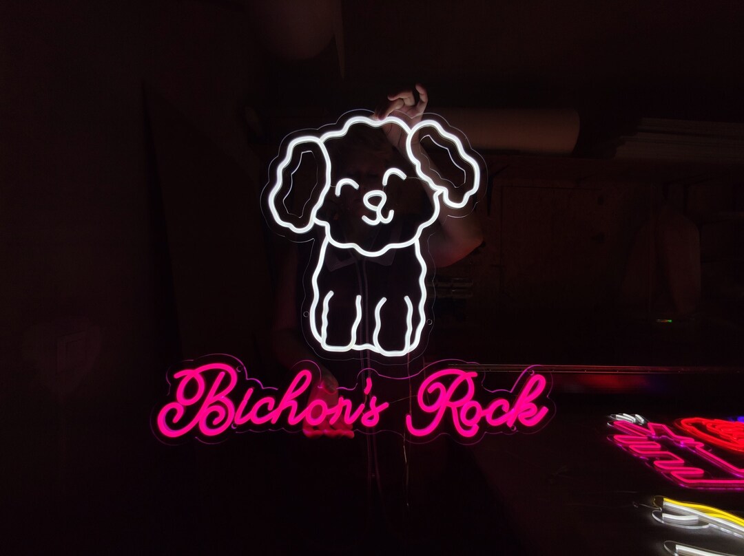 Bichon Frise Neon Sign, Dog Led Sign, Bichons Rock Light Sign, Pet Shop ...