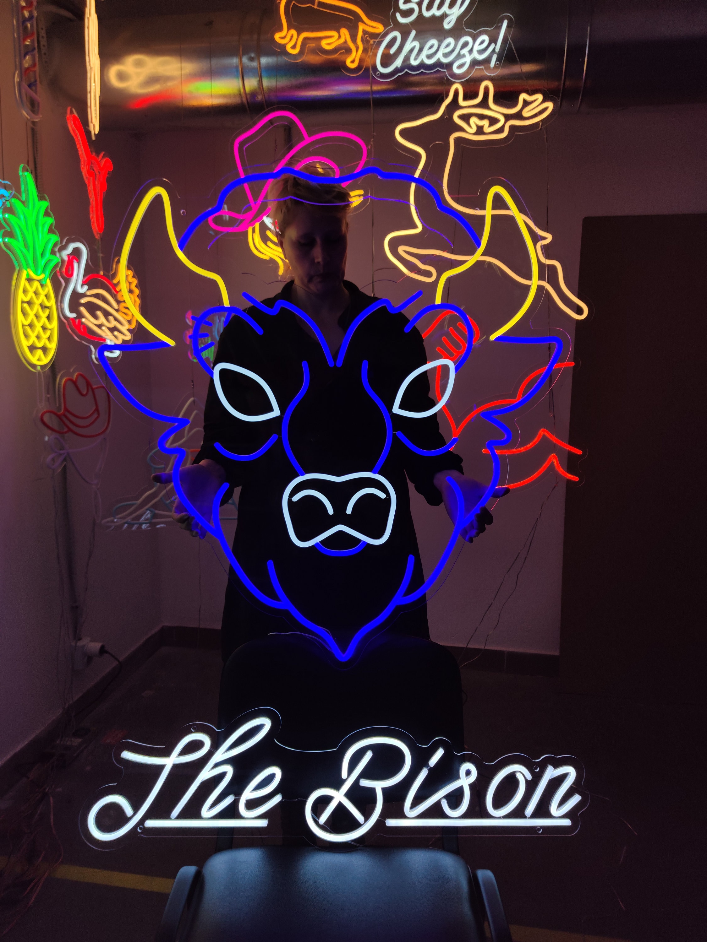 Bison Neon Sign, Bison Head Led Neon, Buffalo Light Sign, Animal Sign ...