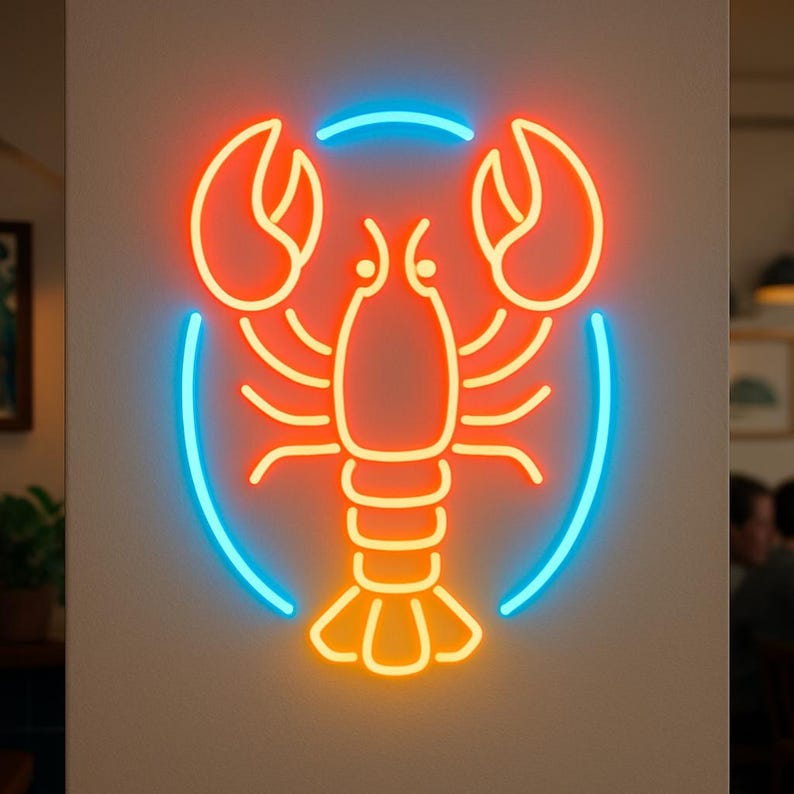 Lobster Neon Sign. Restaurant Light. Seafood Led Sign. Gift Idea for ...