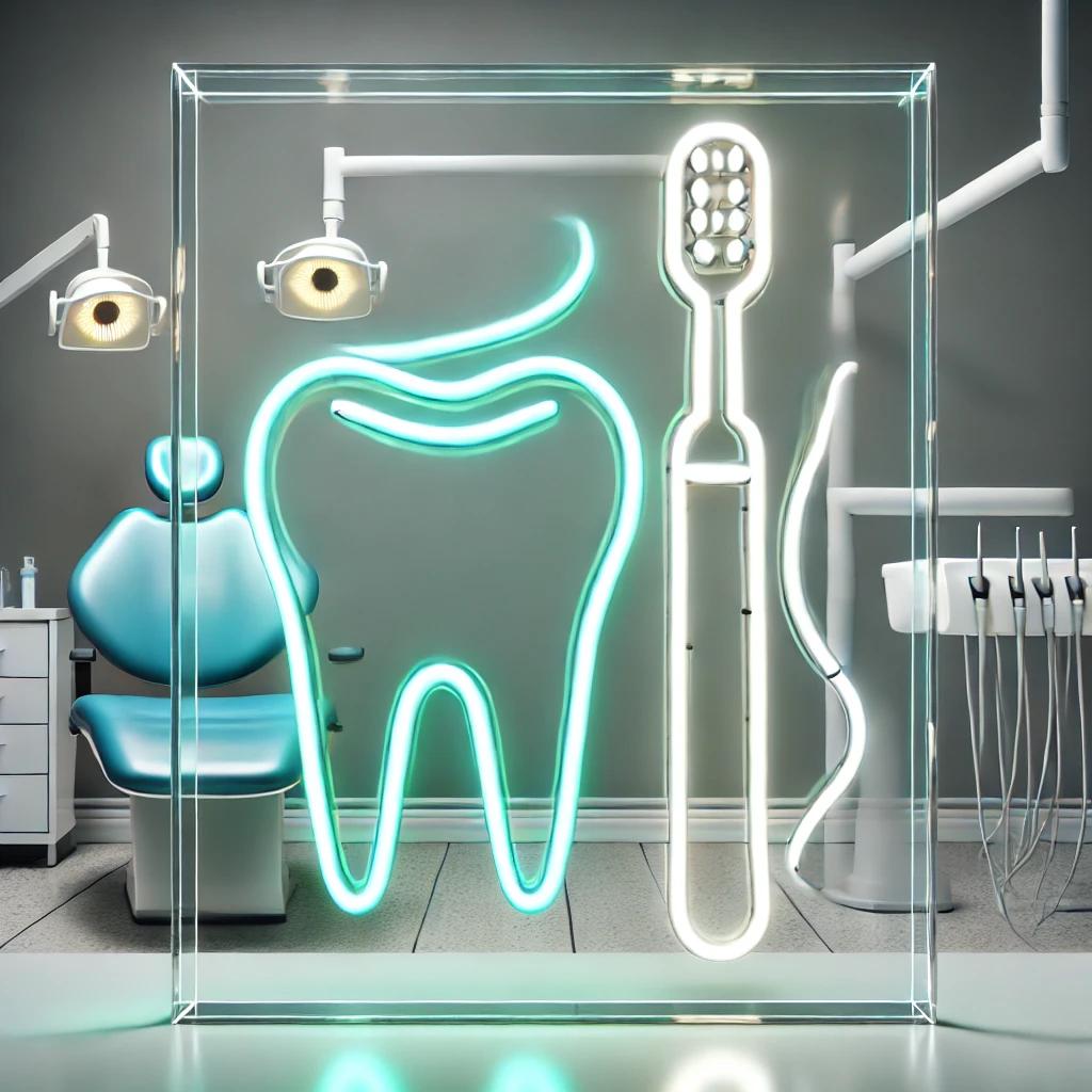 Custom Dental Clinic Neon Sign. Toothbrush and Toothpaste, Tooth, Smile ...