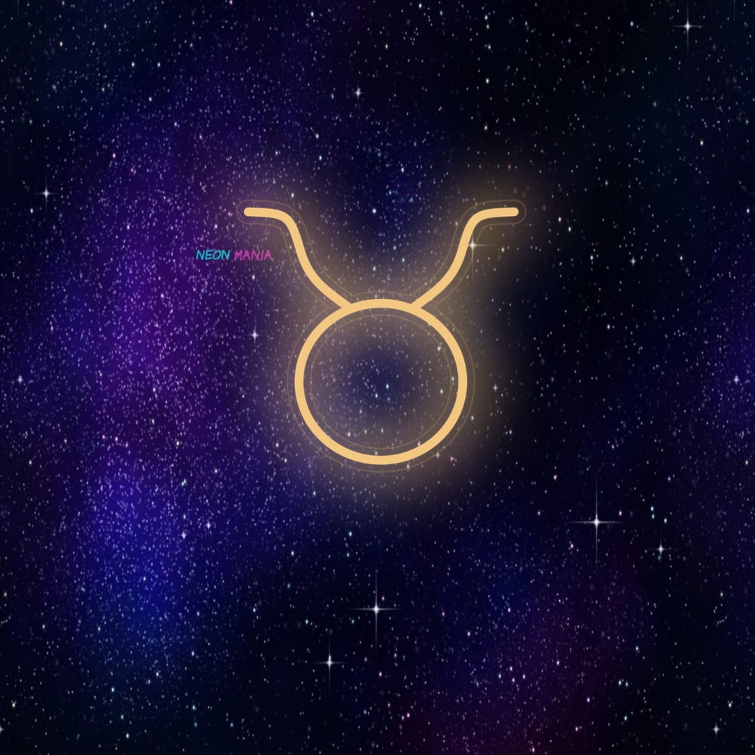 Taurus Zodiac Symbol Neon Sign, Zodiac Sign Led Light, the Bull Neon ...