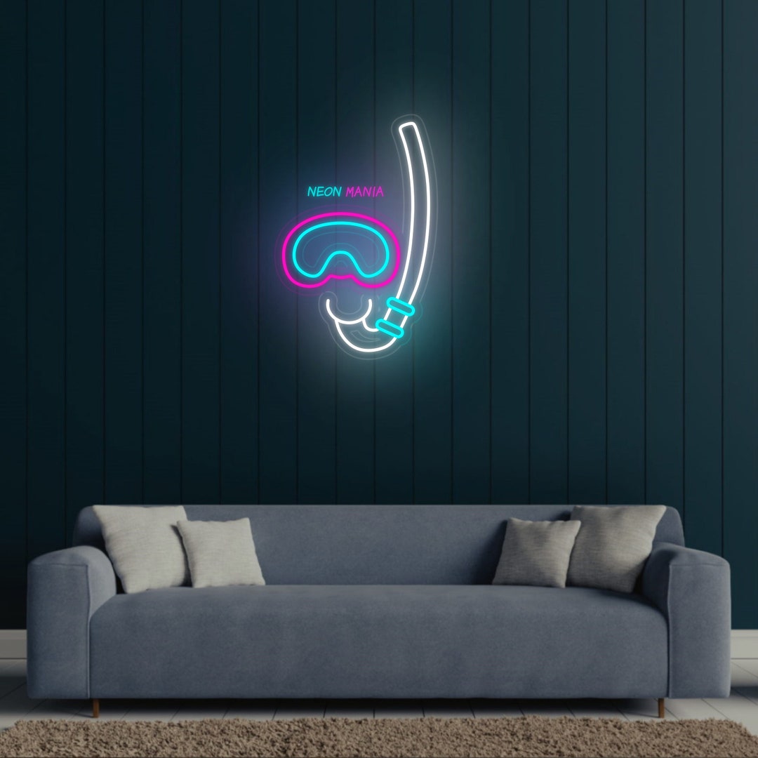 Scuba Diving Neon Sign: the Perfect Sign for Dive Shops. Scuba Mask Led ...