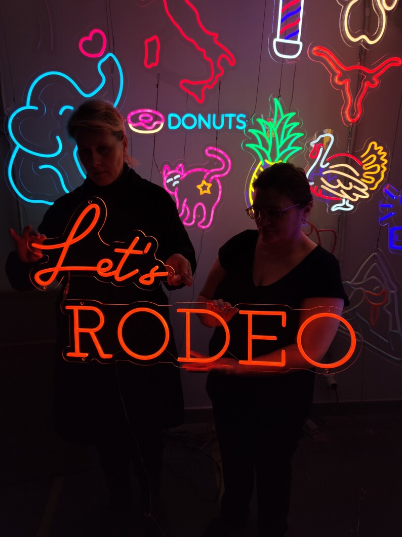 Lets Rodeo Neon Sign, Rodeo Led Sign, Western Decor Neon Light, Cowboy ...