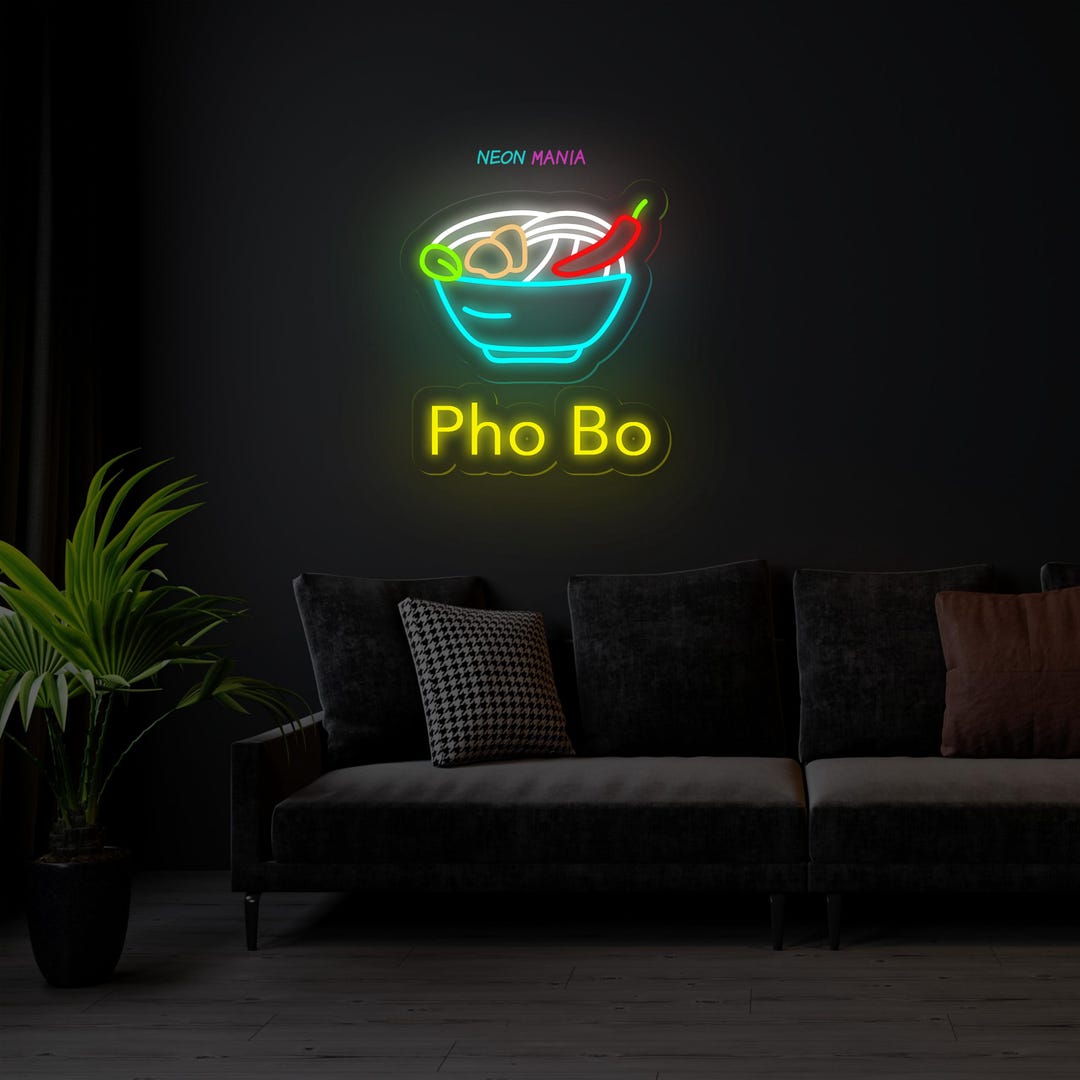 Pho Bo LED Neon Sign. Vietnamese Beef Noodle Soup Wall Decor. Neon ...