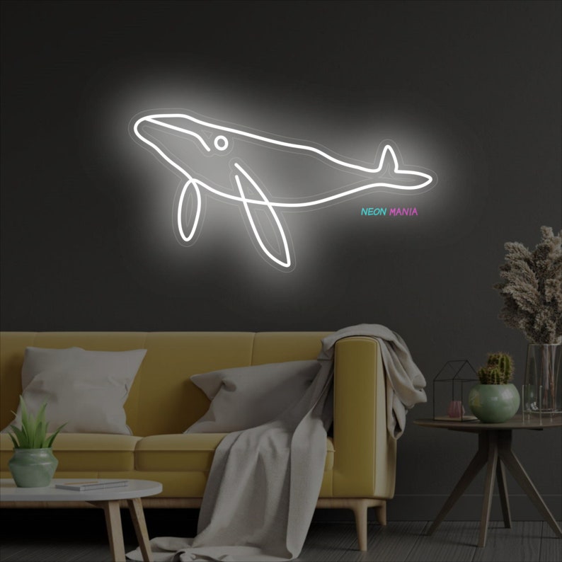 Whale Neon Sign Sea Animals Led Neon Custom Whale Led Light | Etsy