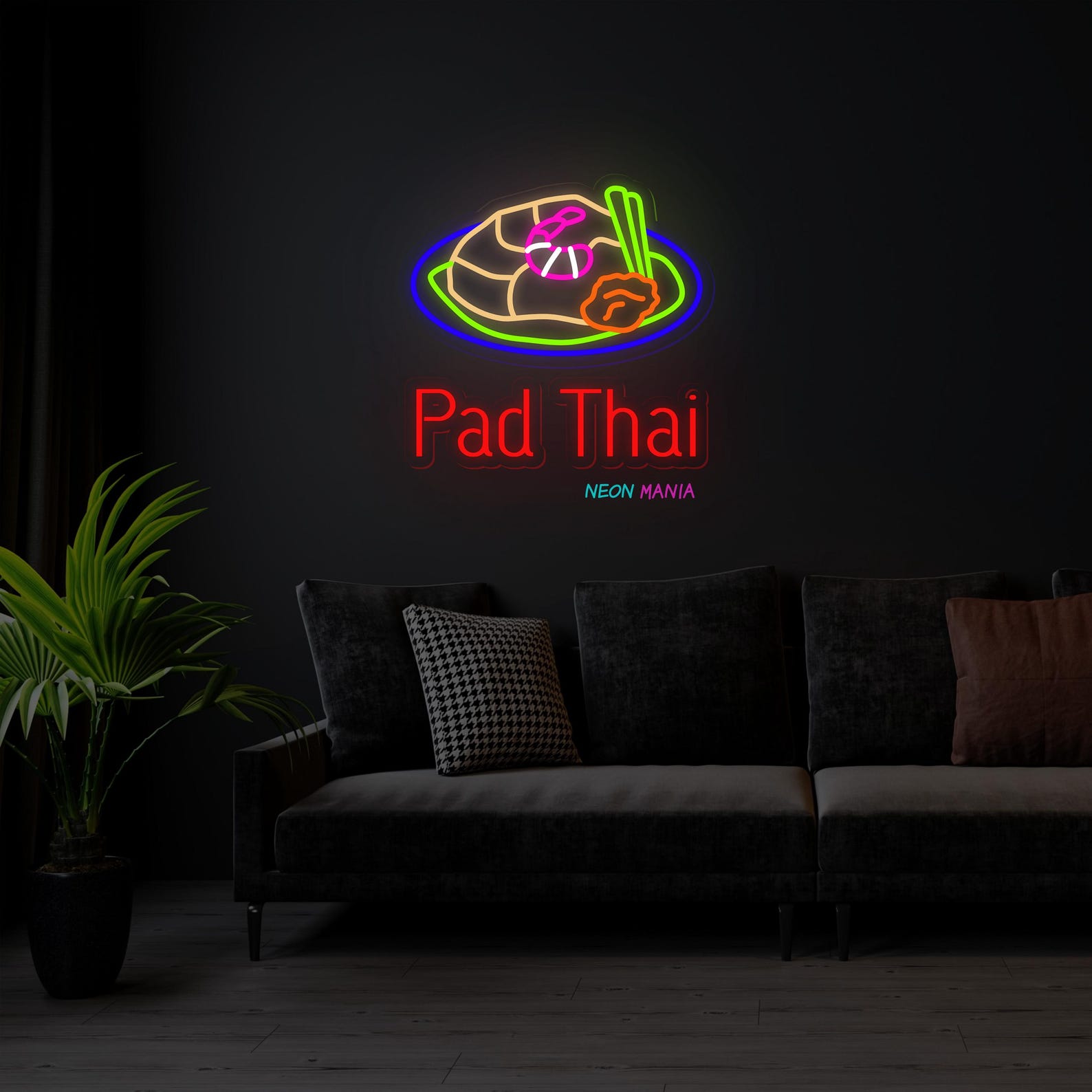 Pad Thai LED Neon Sign. Thai Kitchen Neon Decor. Rice Noodles Led Sign ...
