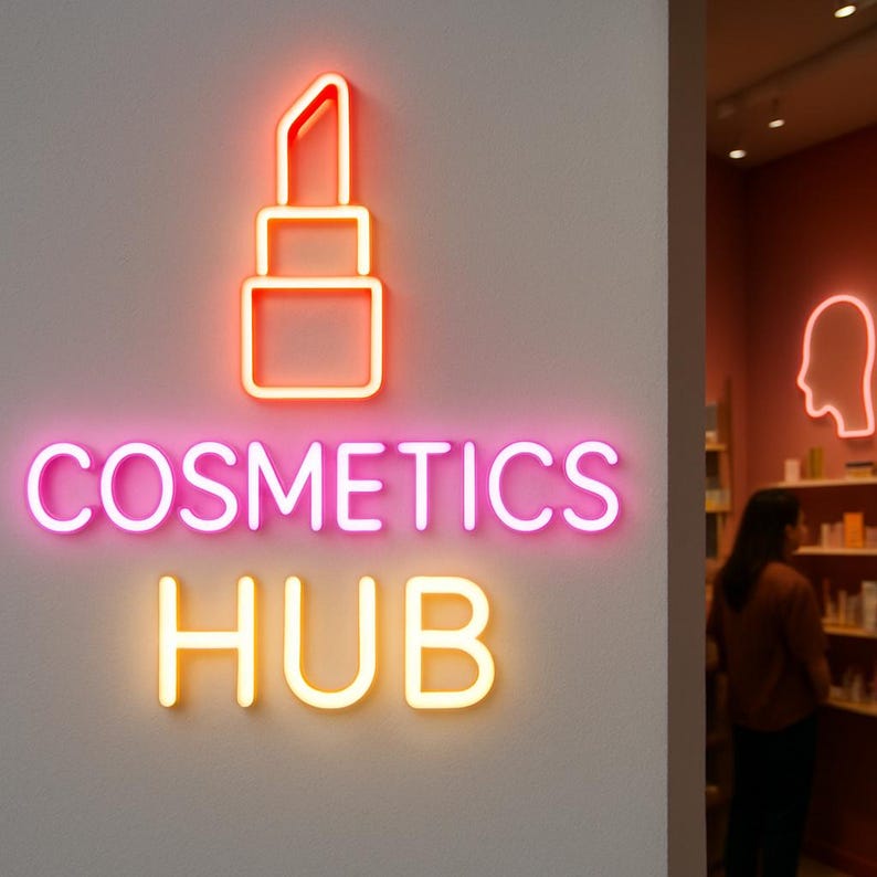 Cosmetics Hub Neon Sign. Beauty Salon Light. Cosmetics Store Led Sign ...