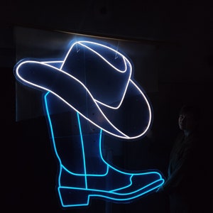 Cowboy Boot Neon Sign, Cowboy Hat Light Sign, Cowboy Shoe Led Neon ...